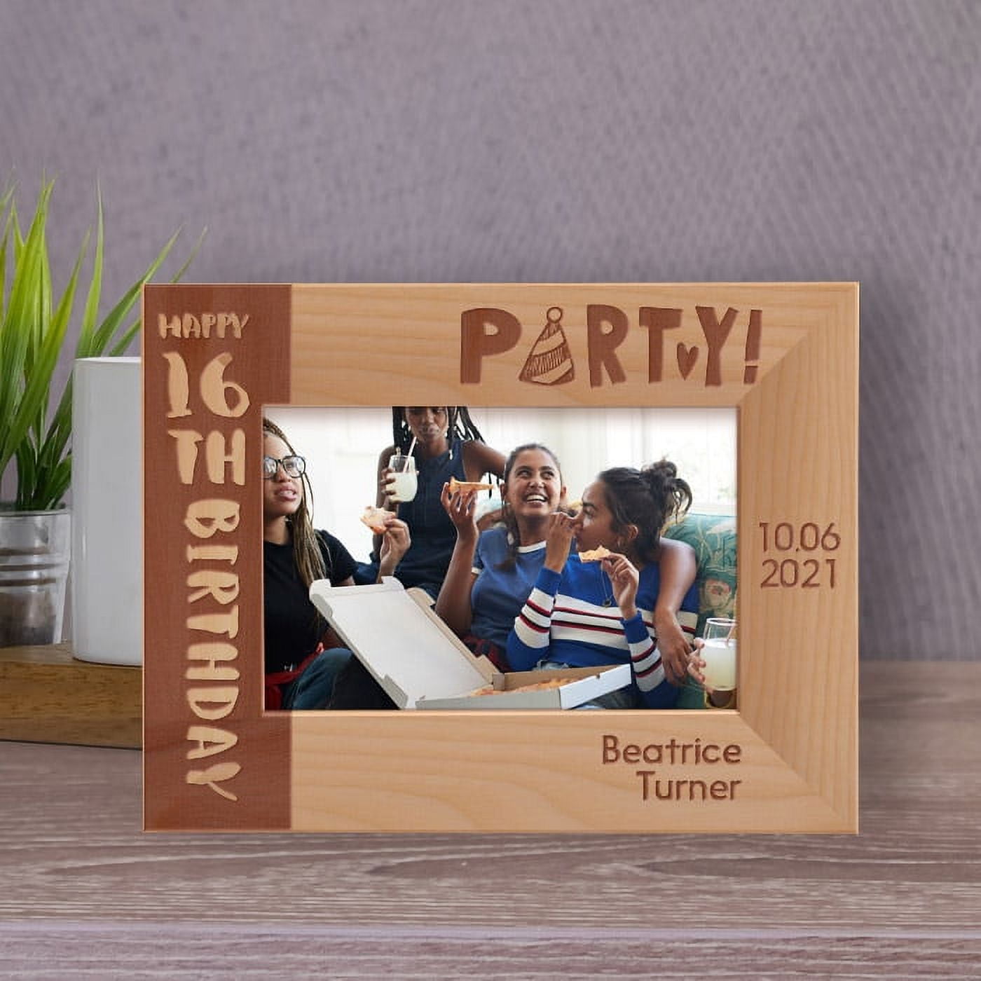 Happy 16th Birthday Personalized Wooden Frame-6" x 4" Brown Horizontal ...
