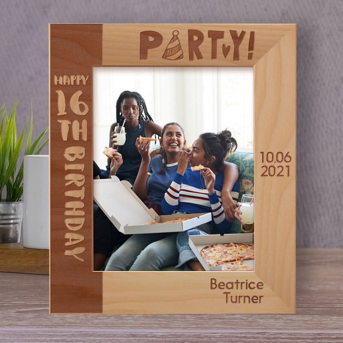 Happy 16th Birthday Personalized Wooden Frame 8" x 10" Brown (Vertical ...