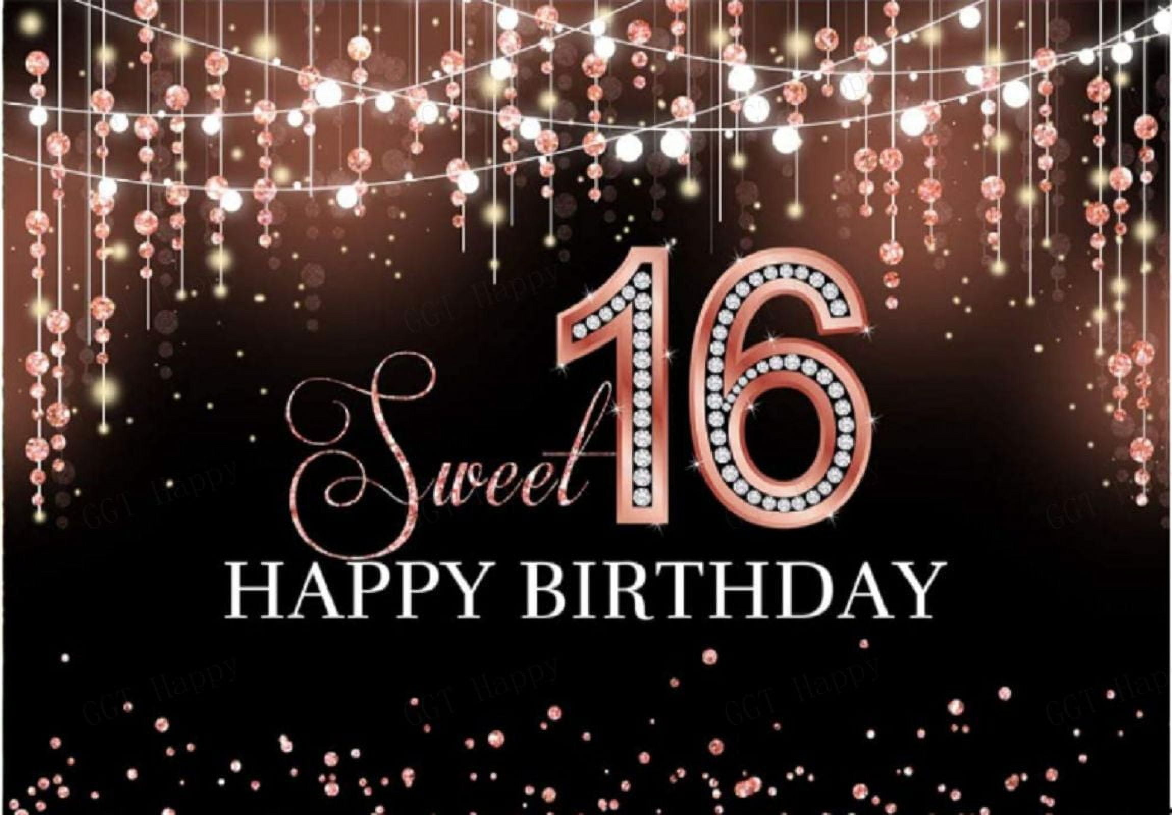 Happy 16th Birthday Sweet Photo Background Golden ration Girl Custom ...