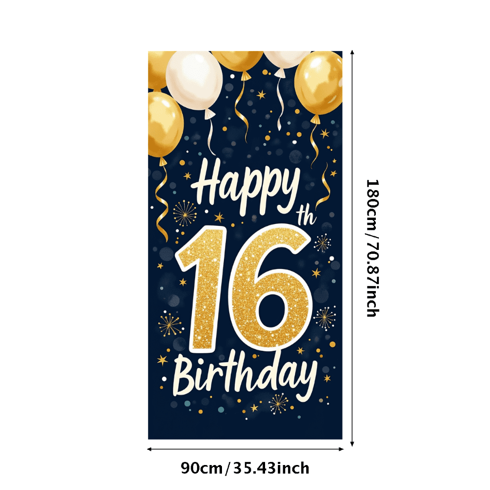 Happy 16th Birthday Themed Background Banner with Balloons Stars and ...