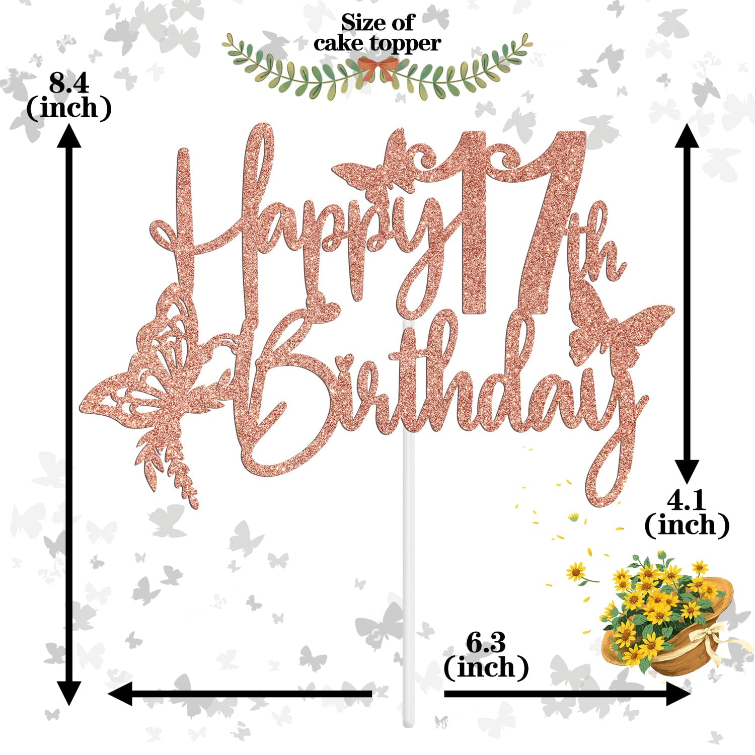 Happy 17th Birthday AJH3 Cake Topper, Young Sweet Only 17, Hello 17 ...