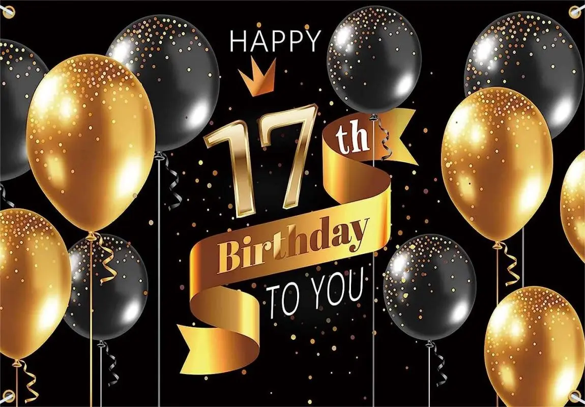 Happy 17th Birthday Baby Room ration Princess Background Backdrop for ...