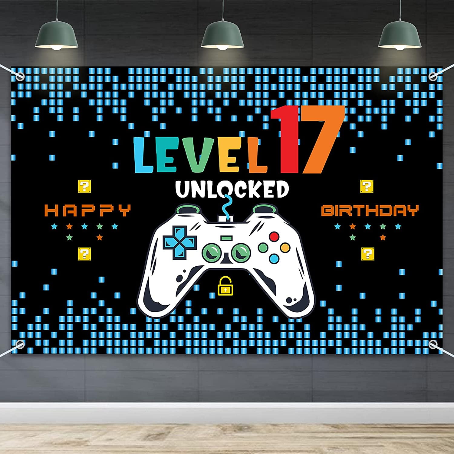Happy 17th Birthday Baner Backdrop - Level 17 Unlocked Birthday ...