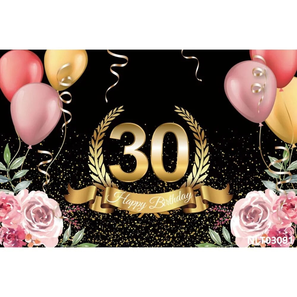 Happy 18 21 30 40 50 Birthday Photography Backdrops Pink Flowers ...
