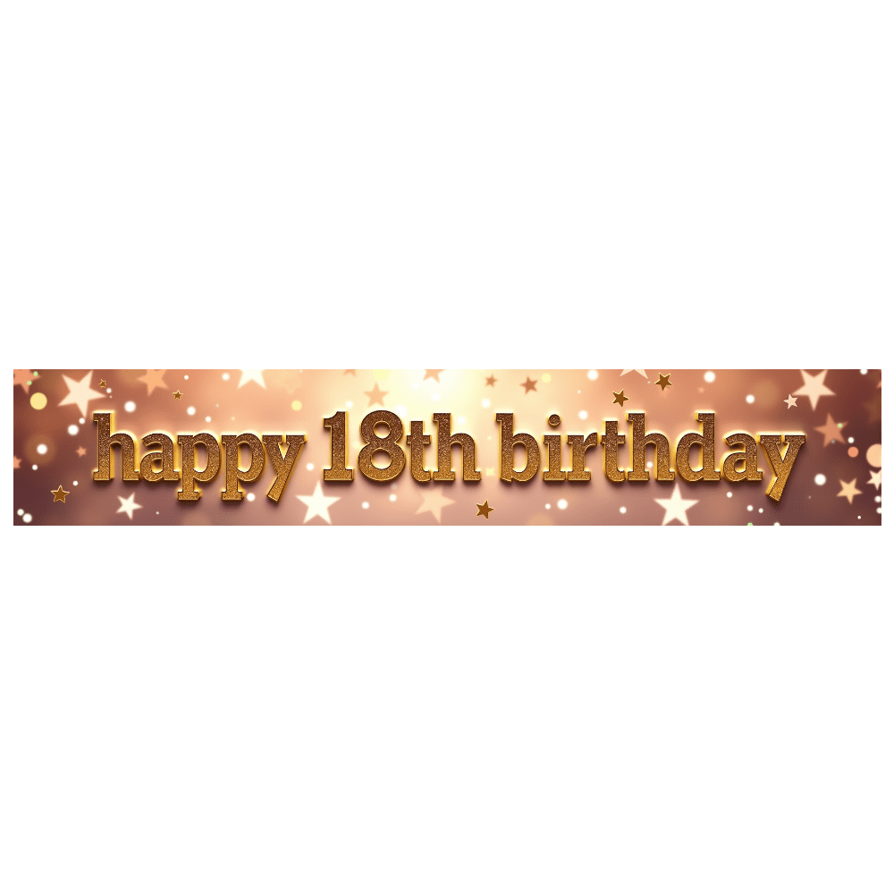 Happy 18 Birthday Backdrop Banner with Hot Air Balloon Clouds and Wave ...