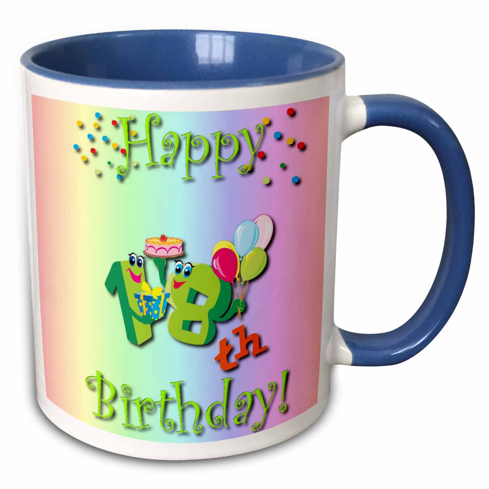 3drose, Happy 18th Birthday Party with Rainbow Background, 15oz Two ...