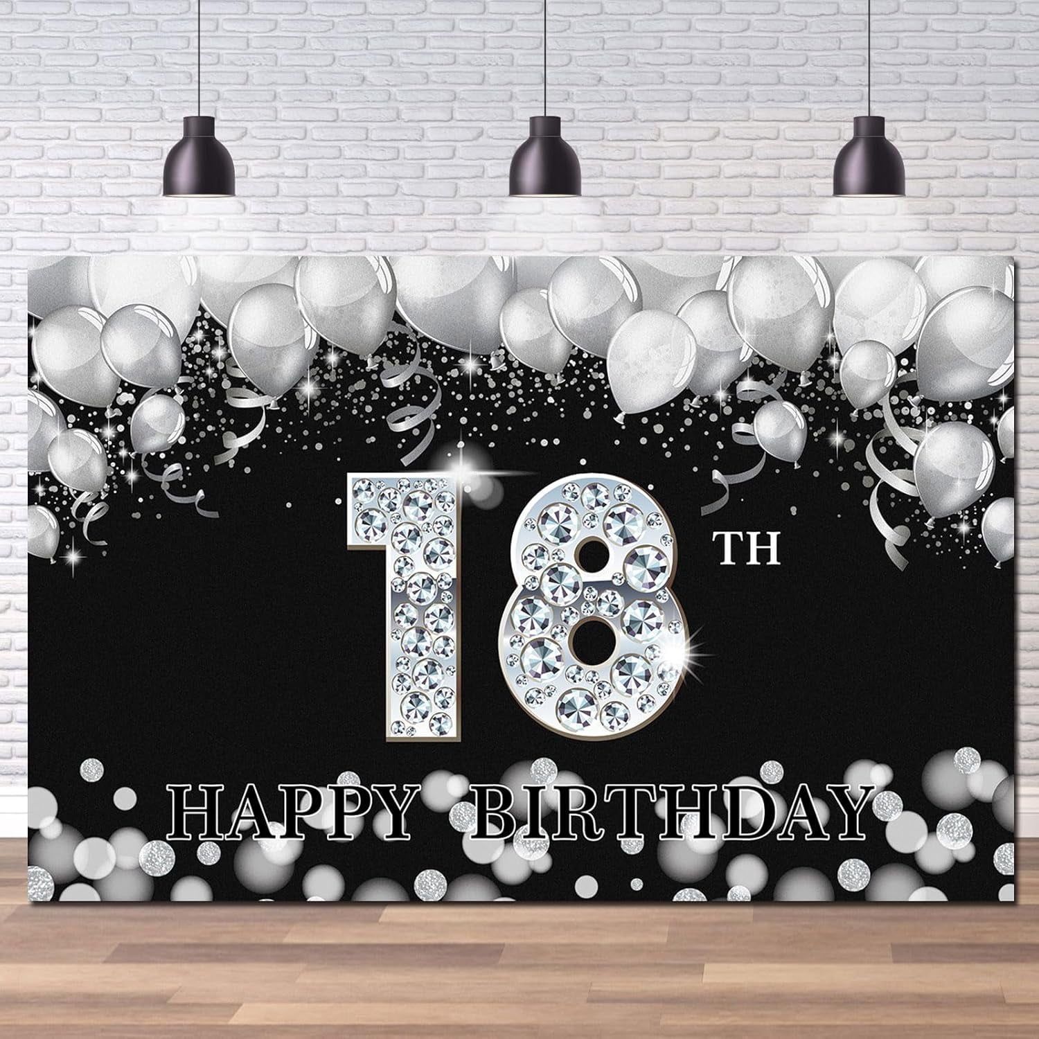 Happy 18th Birthday Backdrop Banner, Eighteen Years Old Birthday ...