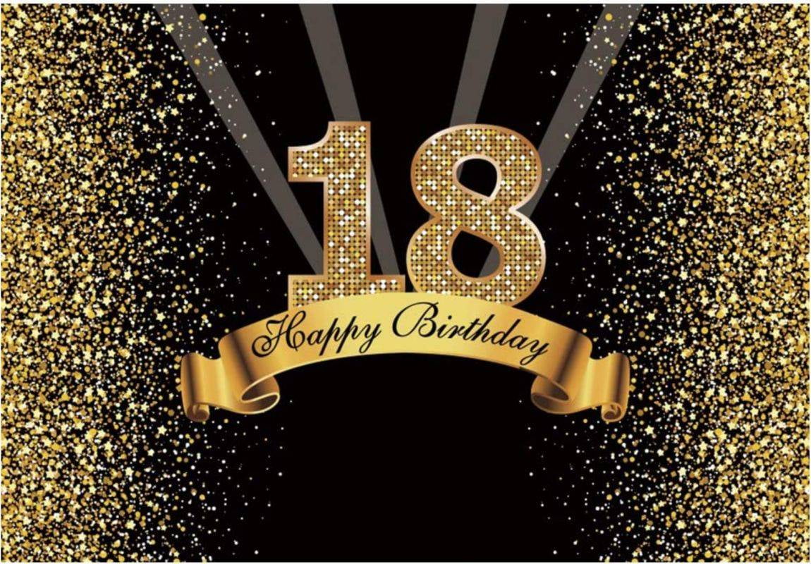 Happy 18th Birthday Backdrop Banner Pink Gold Sign Poster Background ...