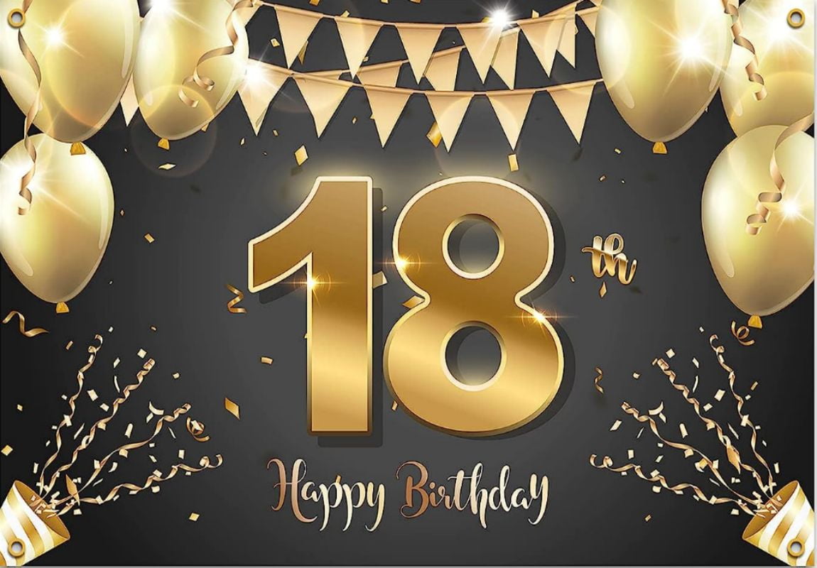 Happy 18th Birthday Backdrop Banner Pink Gold Sign Poster Background ...