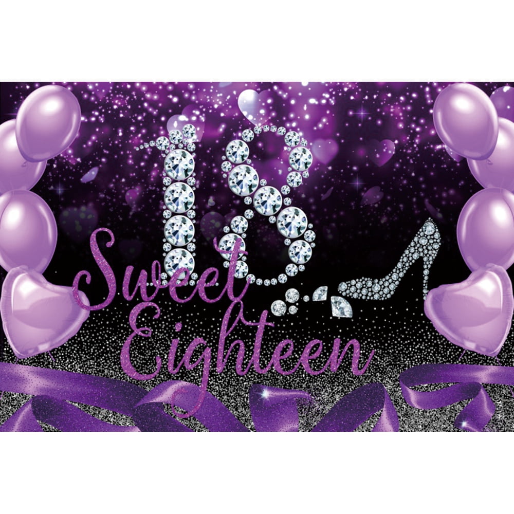 Happy 18th Birthday Backdrop Customized Black Gold Glitter Balloon Boys ...