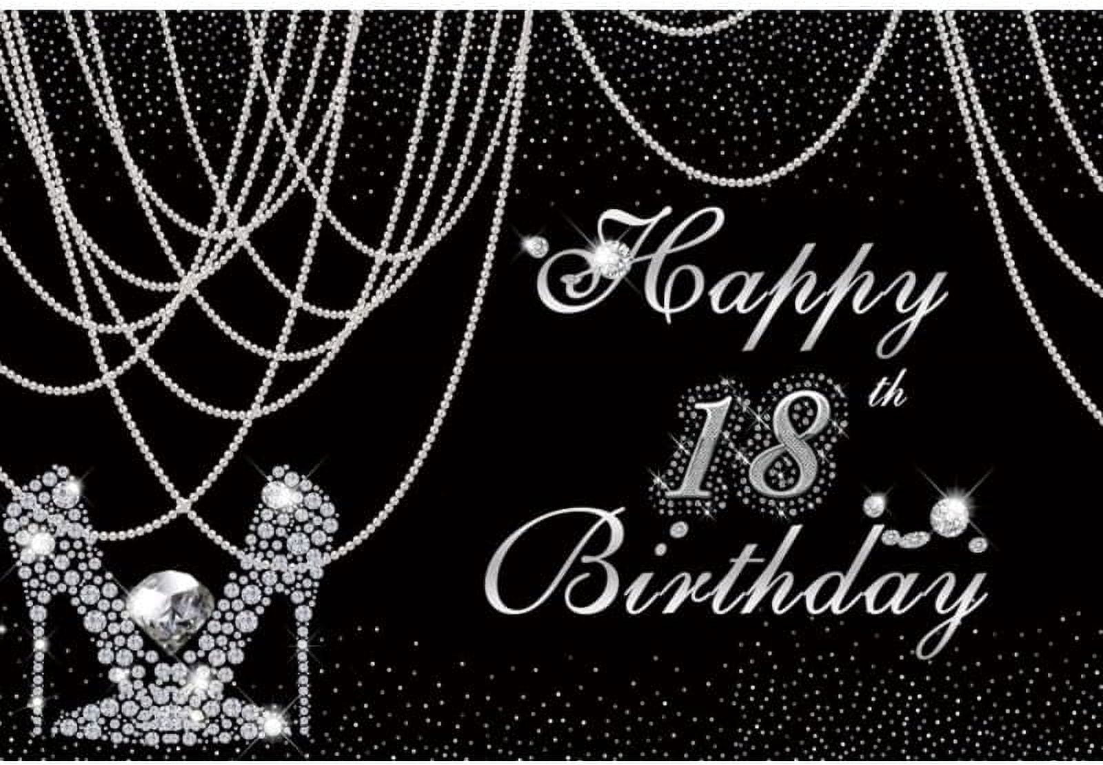Happy 18th Birthday Backdrop Pearl Necklace Glittering Diamond High ...