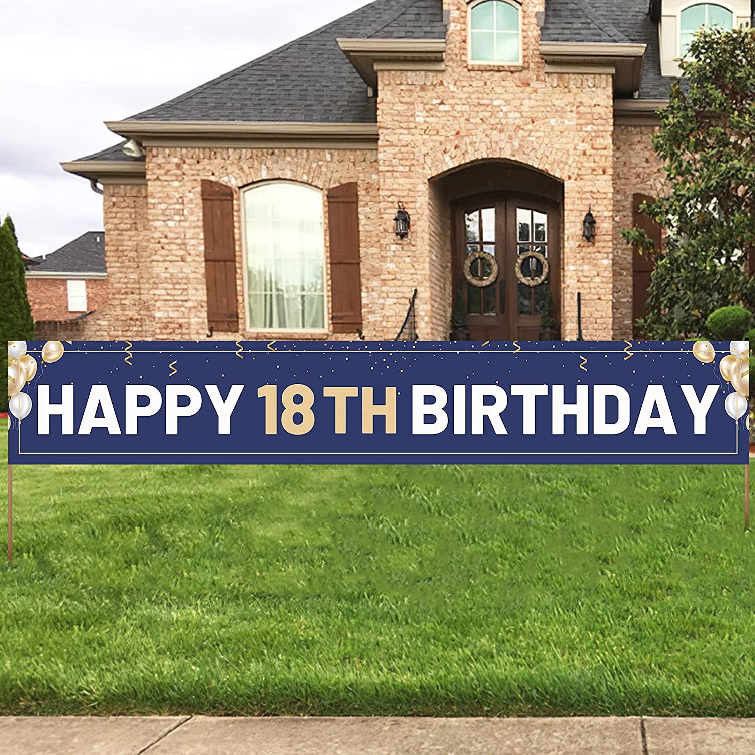 Happy 18th Birthday Banner Blue, Large 18th Bday Sign, 18th Birthday ...