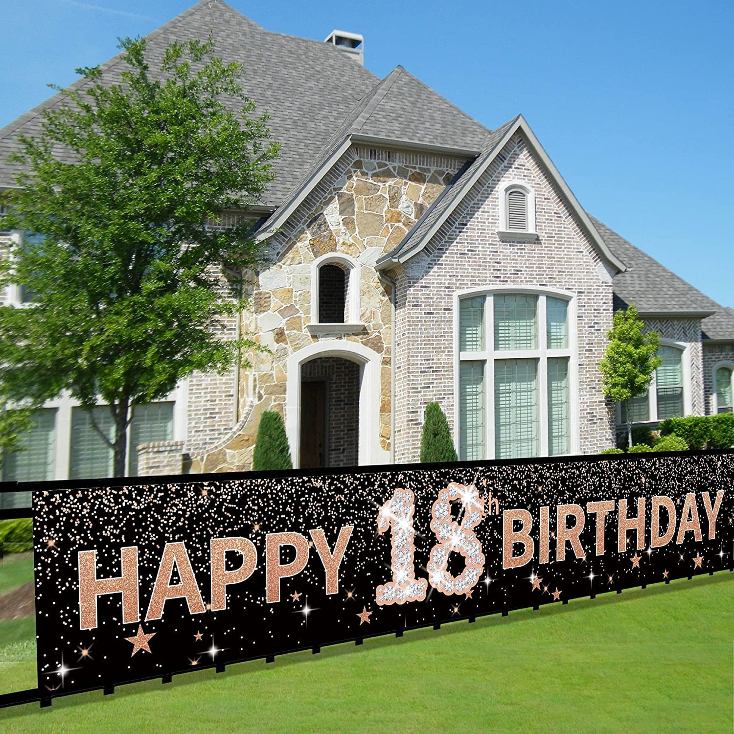 Happy 18th Birthday Banner Decorations for Girl Women,Rose Gold 18 Year ...