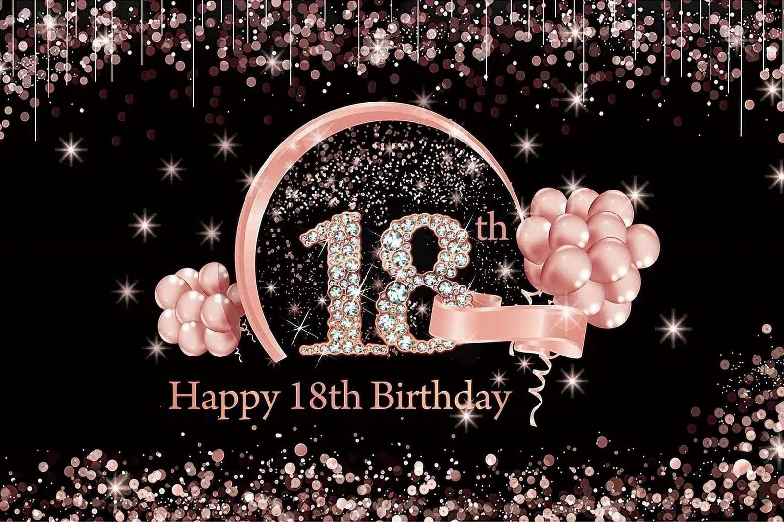Happy 18th Birthday Black Glod Bolloon Backdrop Boys 18 Years Old ...