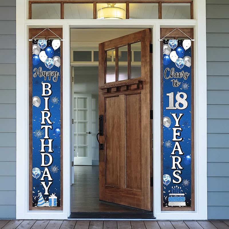 Happy 18th Birthday Decorations,18th Blue & Silver Balloon Birthday ...