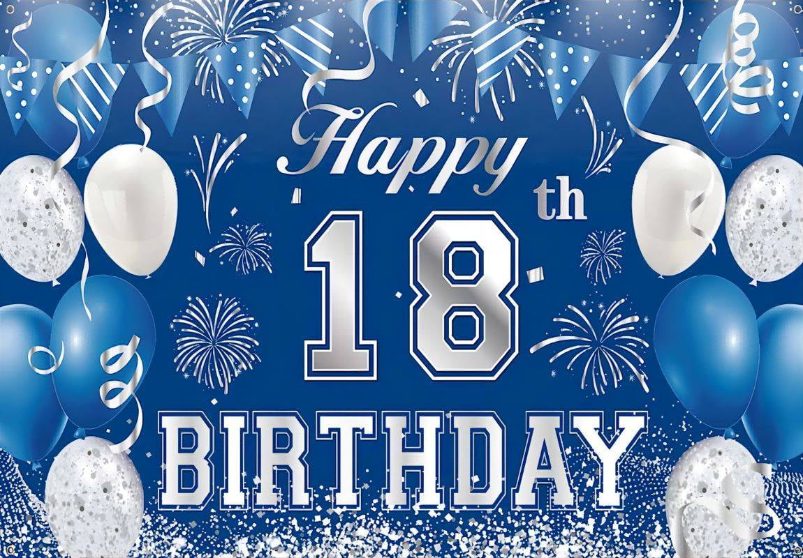 Happy 18th Birthday Party Backdrop Rose Pink Balloon Glitter ...