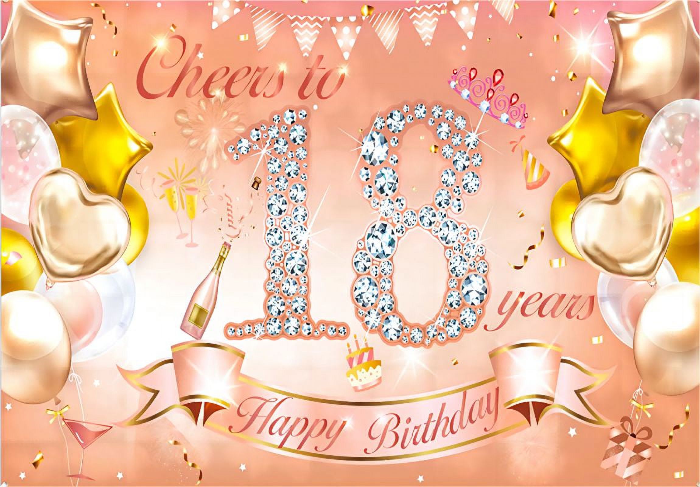 Happy 18th Birthday Party ration Backdrop Banner Black Gold Poster ...