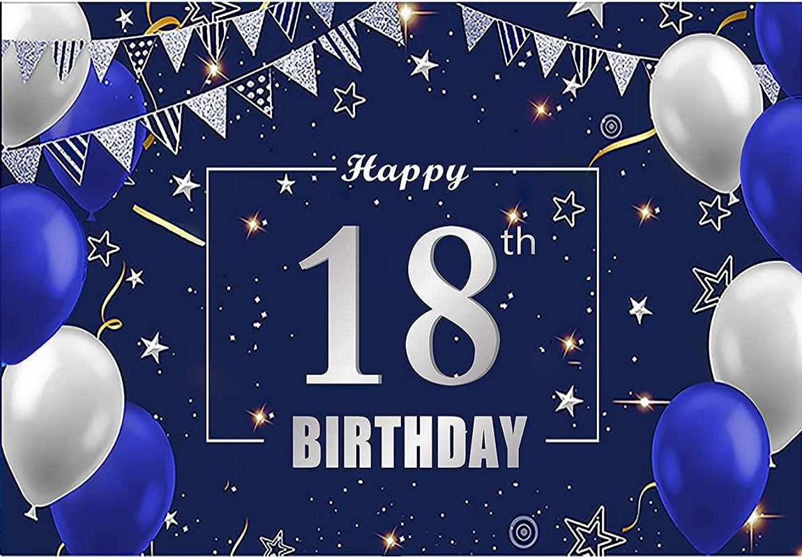 Happy 18th Birthday Party rations Photography Backdrop Banner Supplies ...