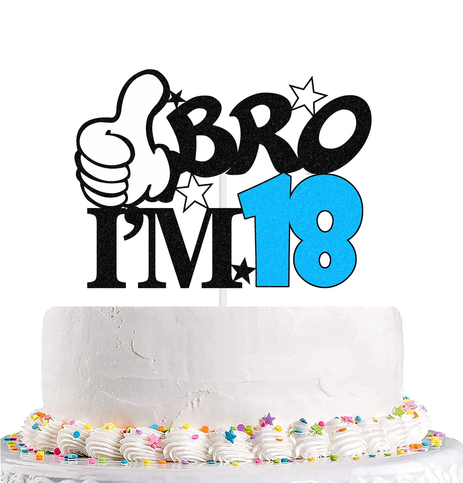 Happy 18th Birthday PriNst Cake Topper Bro I'm 18 Cake Topper Cheers to 18 Cake Decor Hello 18 ...