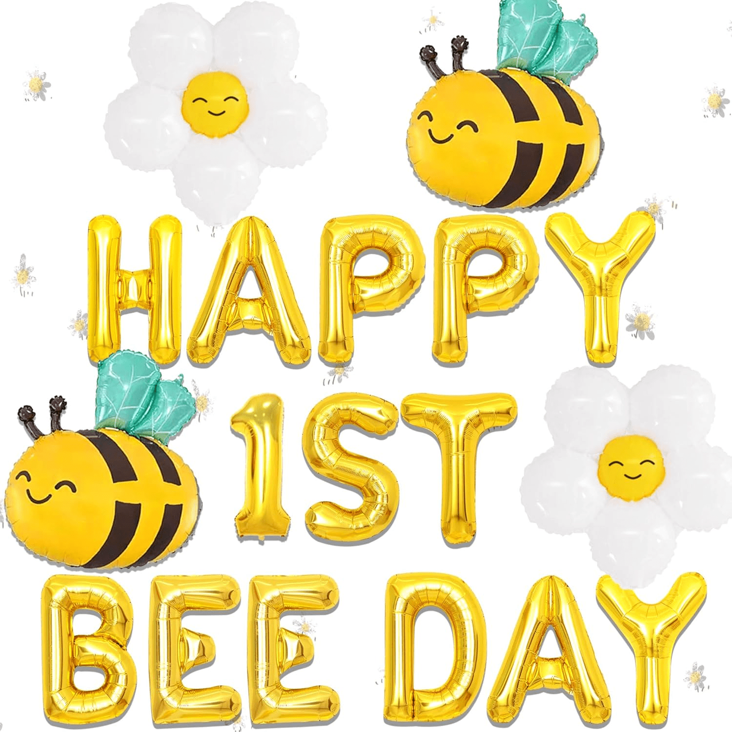 Happy 1st Bee Day Balloon So Sweet to Bee One Backdrop Bumble Bee First ...