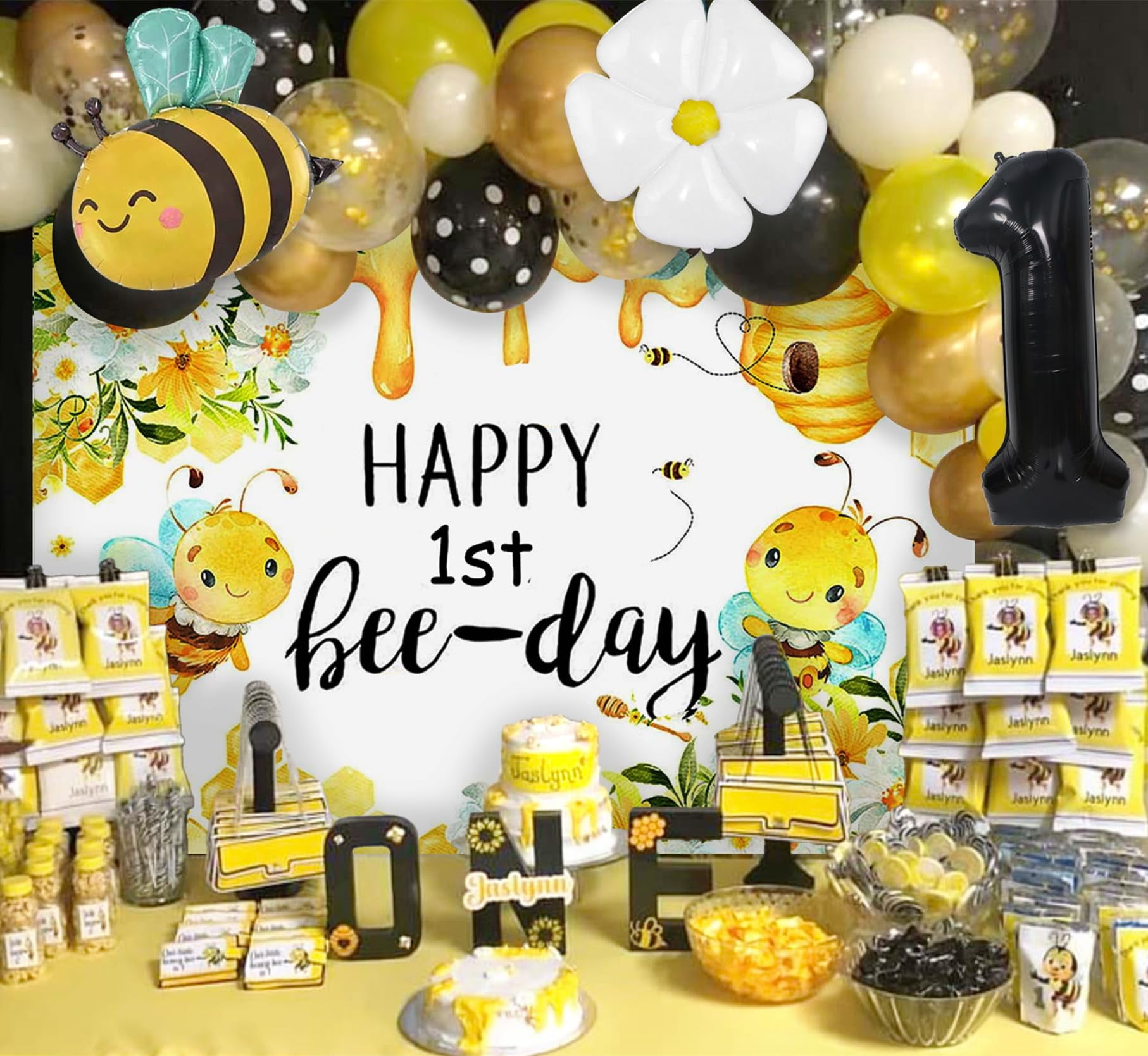 Happy 1st Bee Day IFF17 Balloon So Sweet to Bee One Decoration Bumble ...