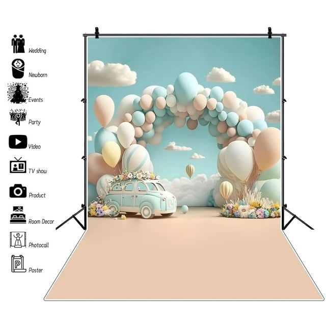 Happy 1st Birthday Backdrops For Photography Newborn Baby Shower ...