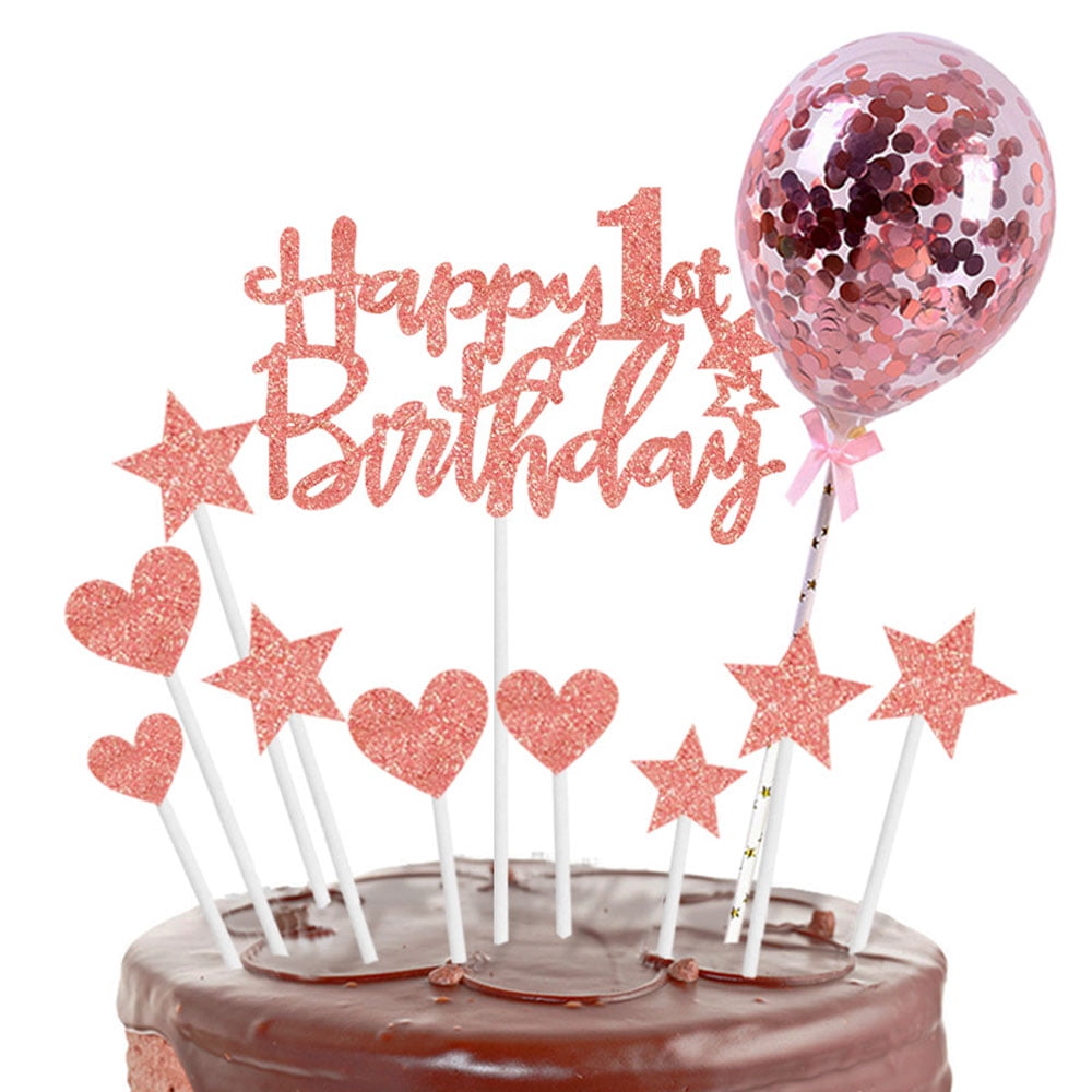 Happy 1st Birthday Cake Topper set, Baby First Birthday Cake Supplies ...