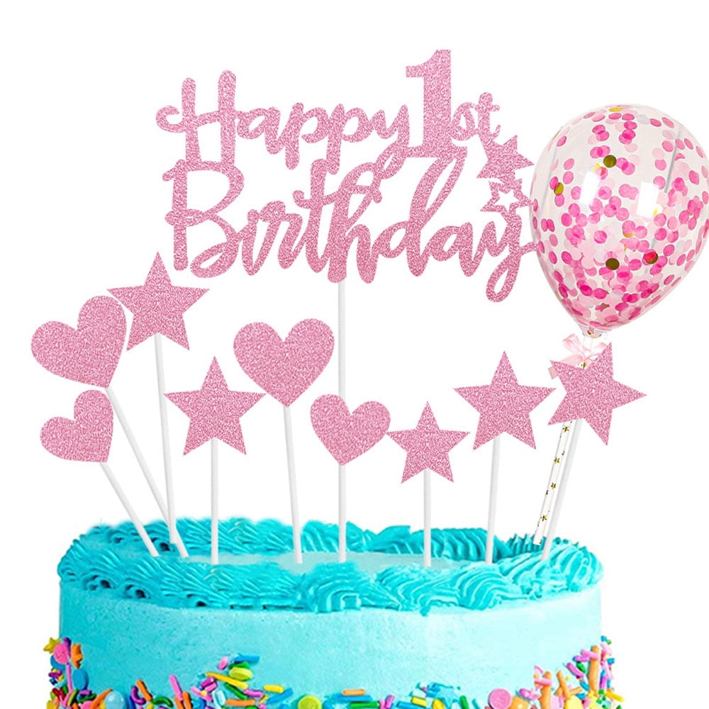 Happy 1st Birthday Cake Topper set, Baby First Birthday Cake Supplies ...