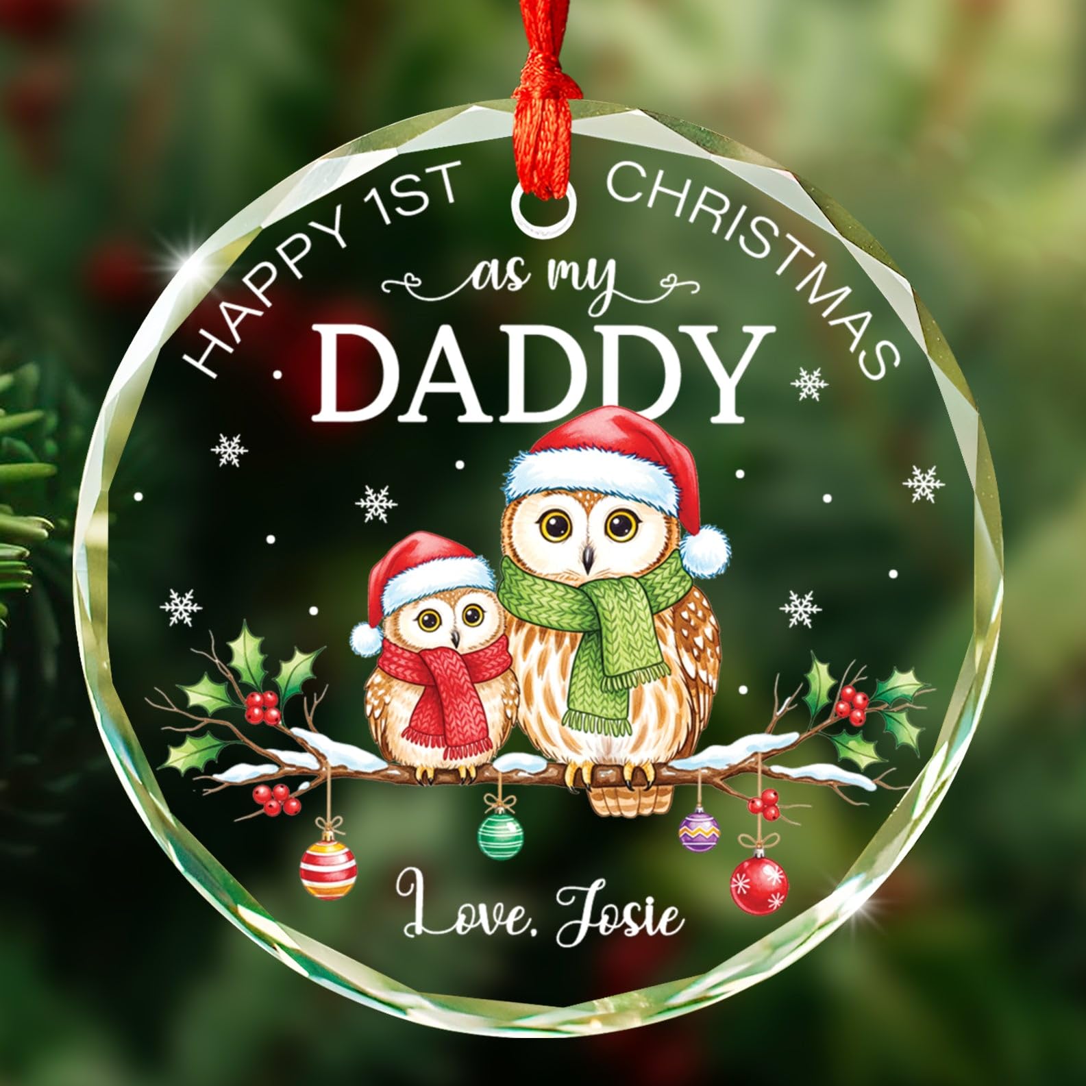 Happy 1st Christmas as My Daddy Ornament 2025, Personalized Daddy Glass ...