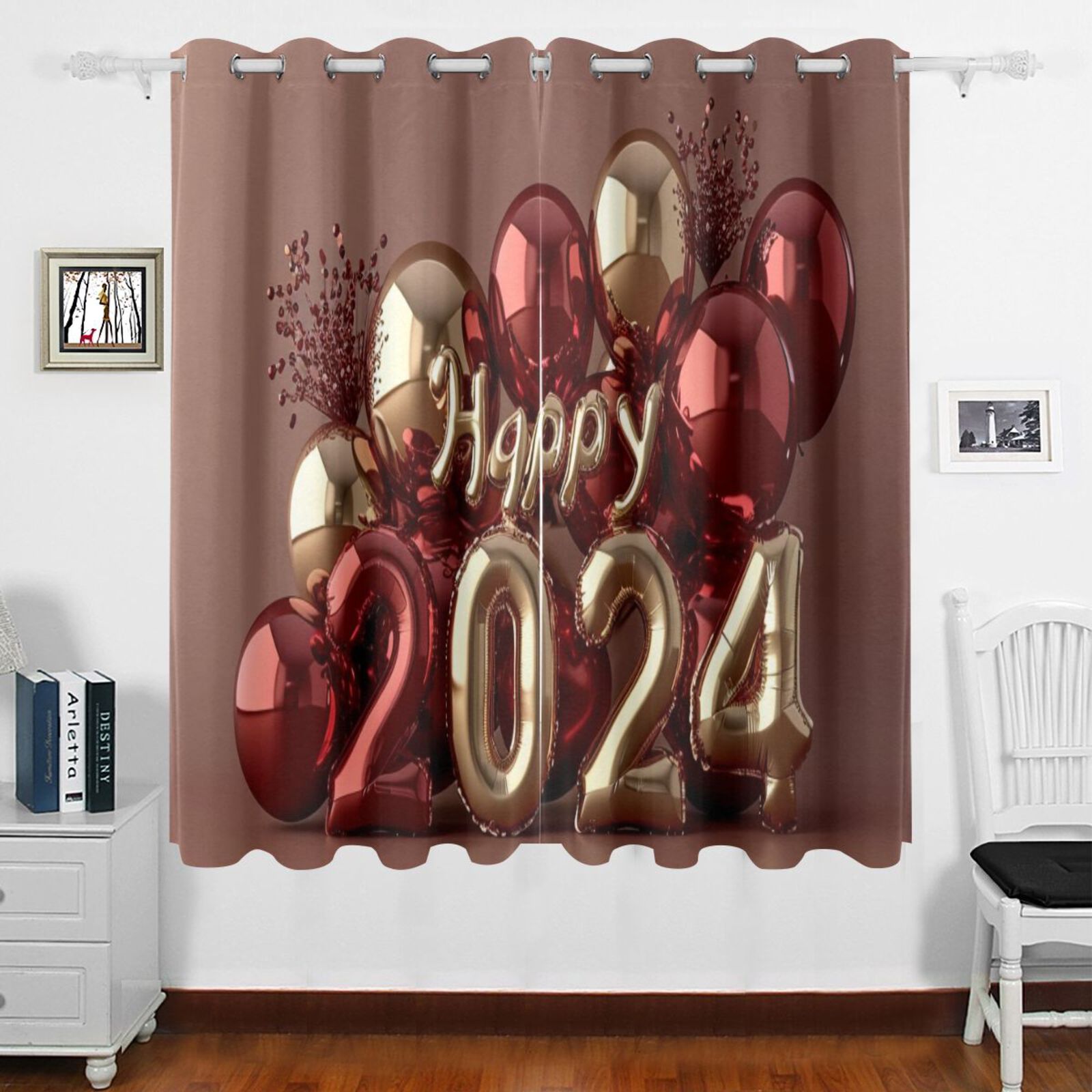 Happy 2024 Balloon Curtains Black Out 63 Inch Length Curtains for ...