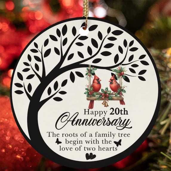 Happy 20Th Anniversary Ornament Cardinal Couple Tree Art 20 Year ...