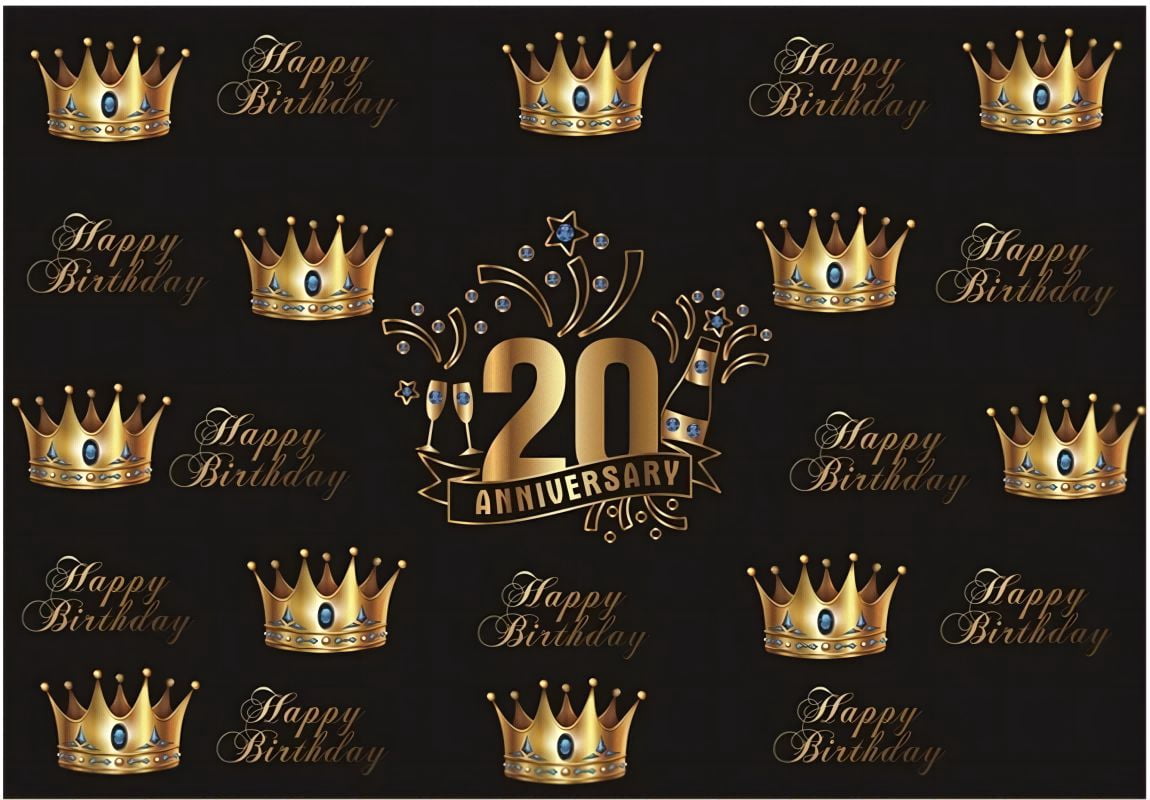 Happy 20th Birthday Backdrop Banner Black Pink Poster Supplies for ...