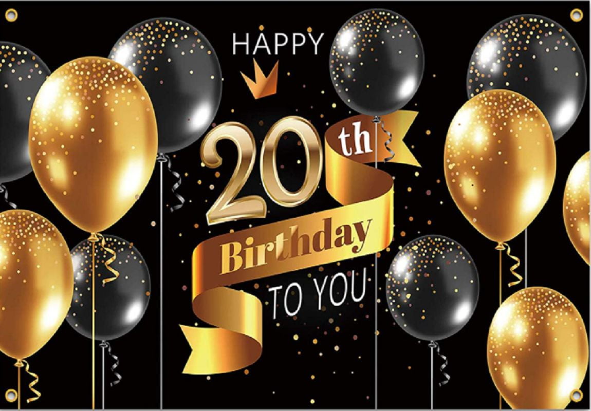 Happy 20th Birthday Background Photo Balloon Custom Backdrop Prince ...