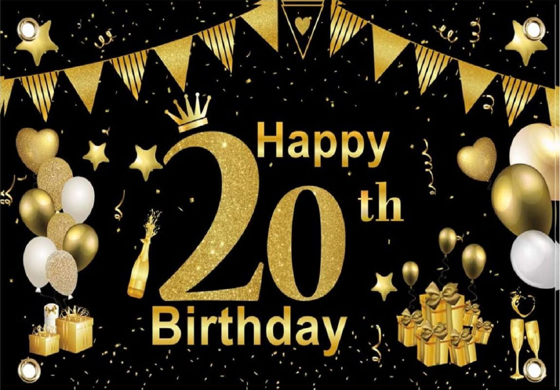 Happy 20th Birthday Background Photo Balloon Custom Backdrop Prince ...