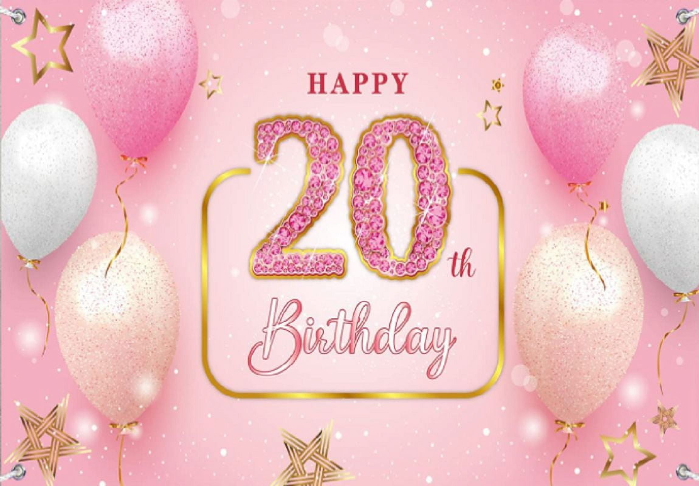 Happy 20th Birthday Background Photography Backdrops Golden Custom ...
