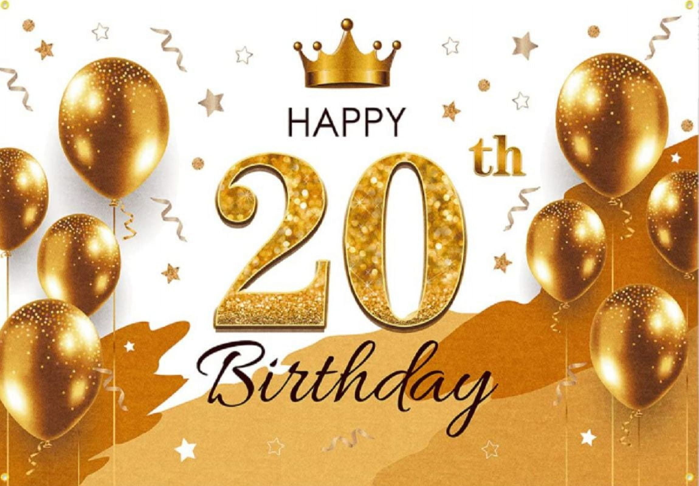 Happy 20th Birthday Balloon Princess Prince Photography Backdrop Banner ...