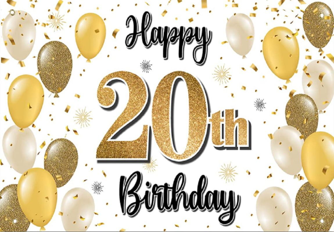 Happy 20th Birthday Balloon Princess Prince Photography Backdrop Banner ...