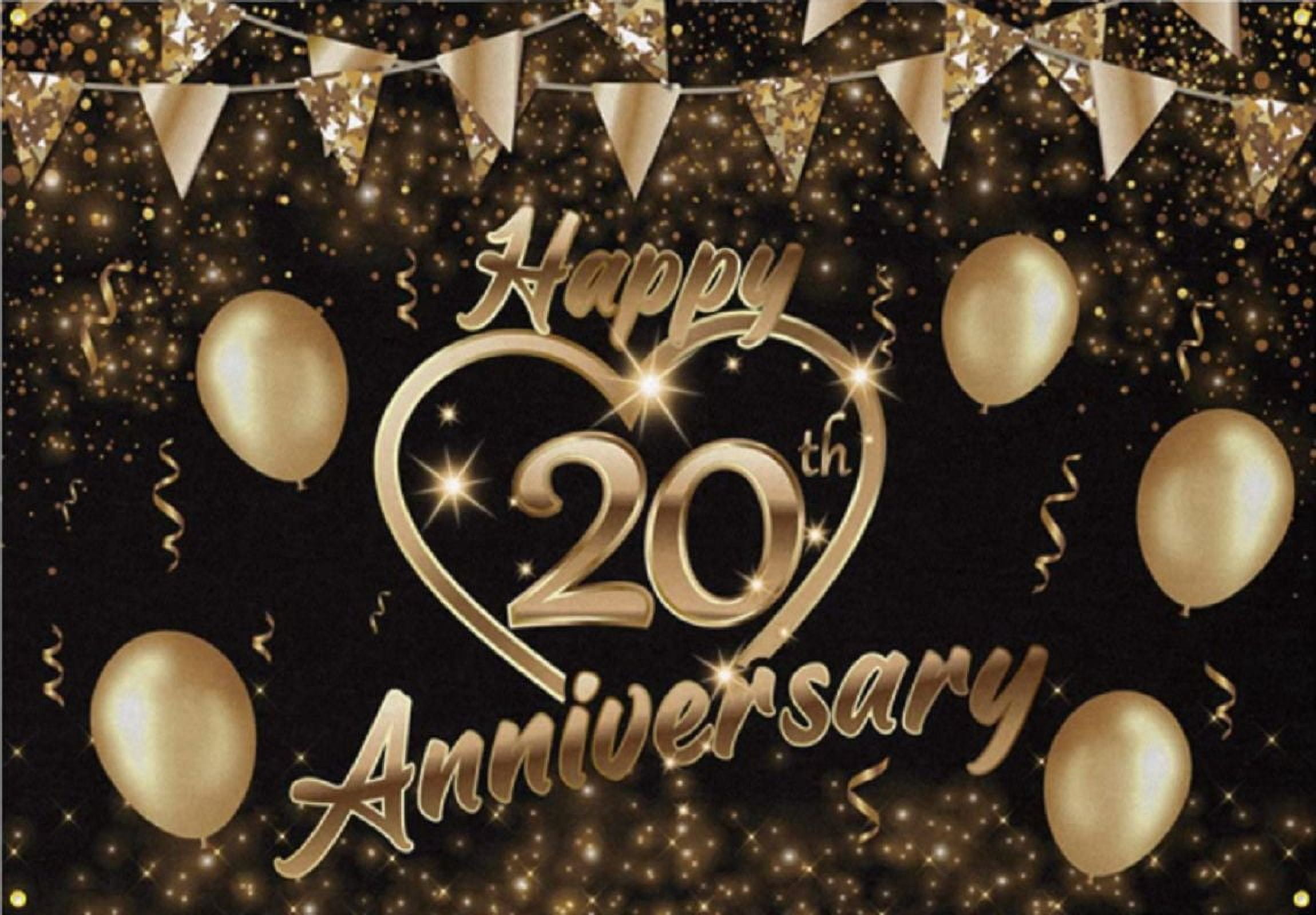Happy 20th Birthday Black Gold Banner Backdrop 20 Years Old Birthday ...