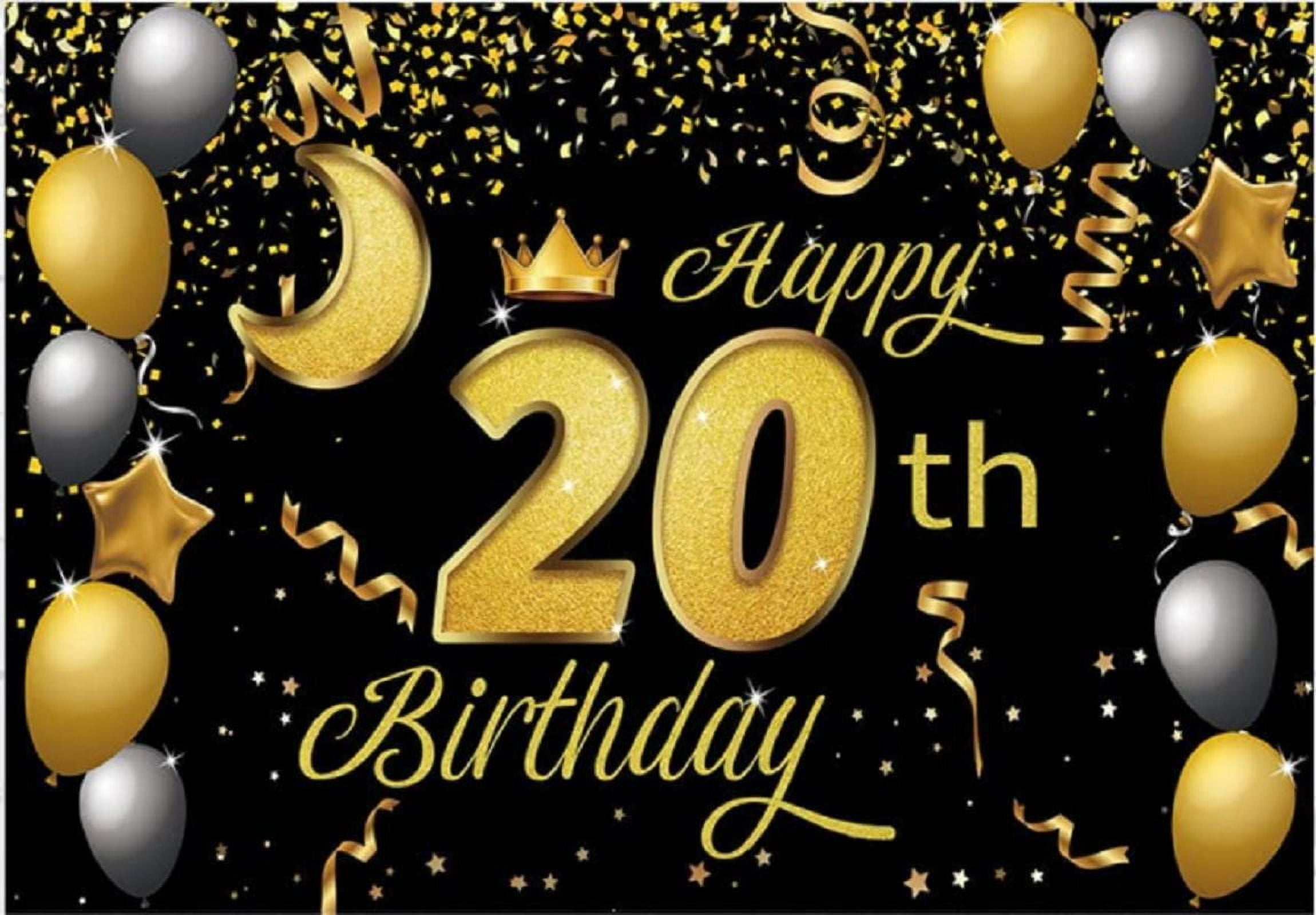 Happy 20th Birthday Gold Pink Photography Backdrop Banner Party rations ...