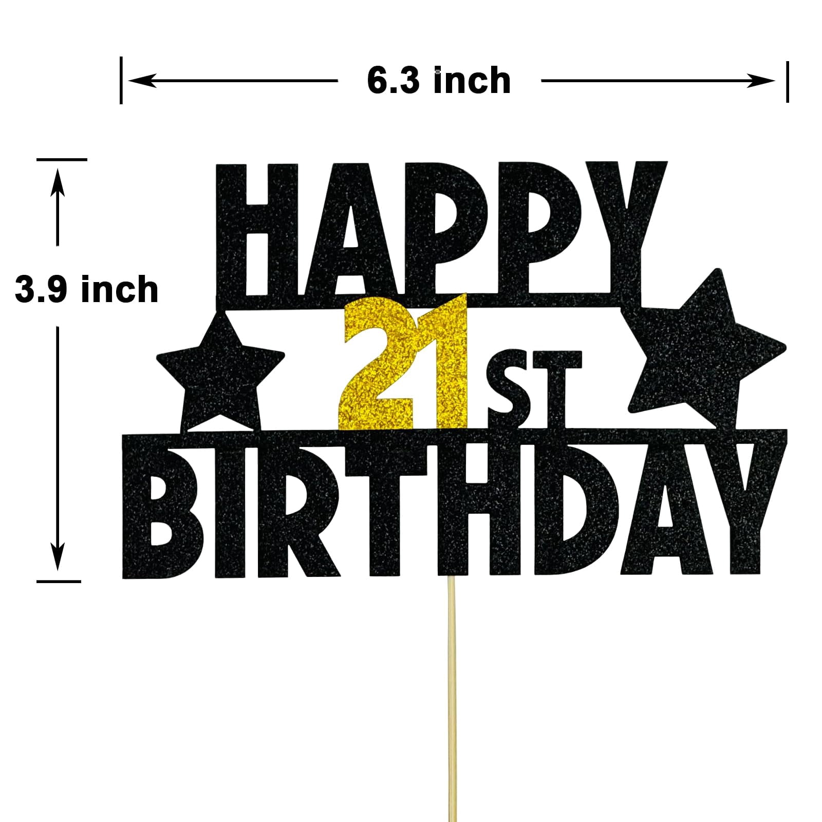 Happy 21st Birthday AJH3 Cake Topper, Glitter 21st Birthday Cake ...