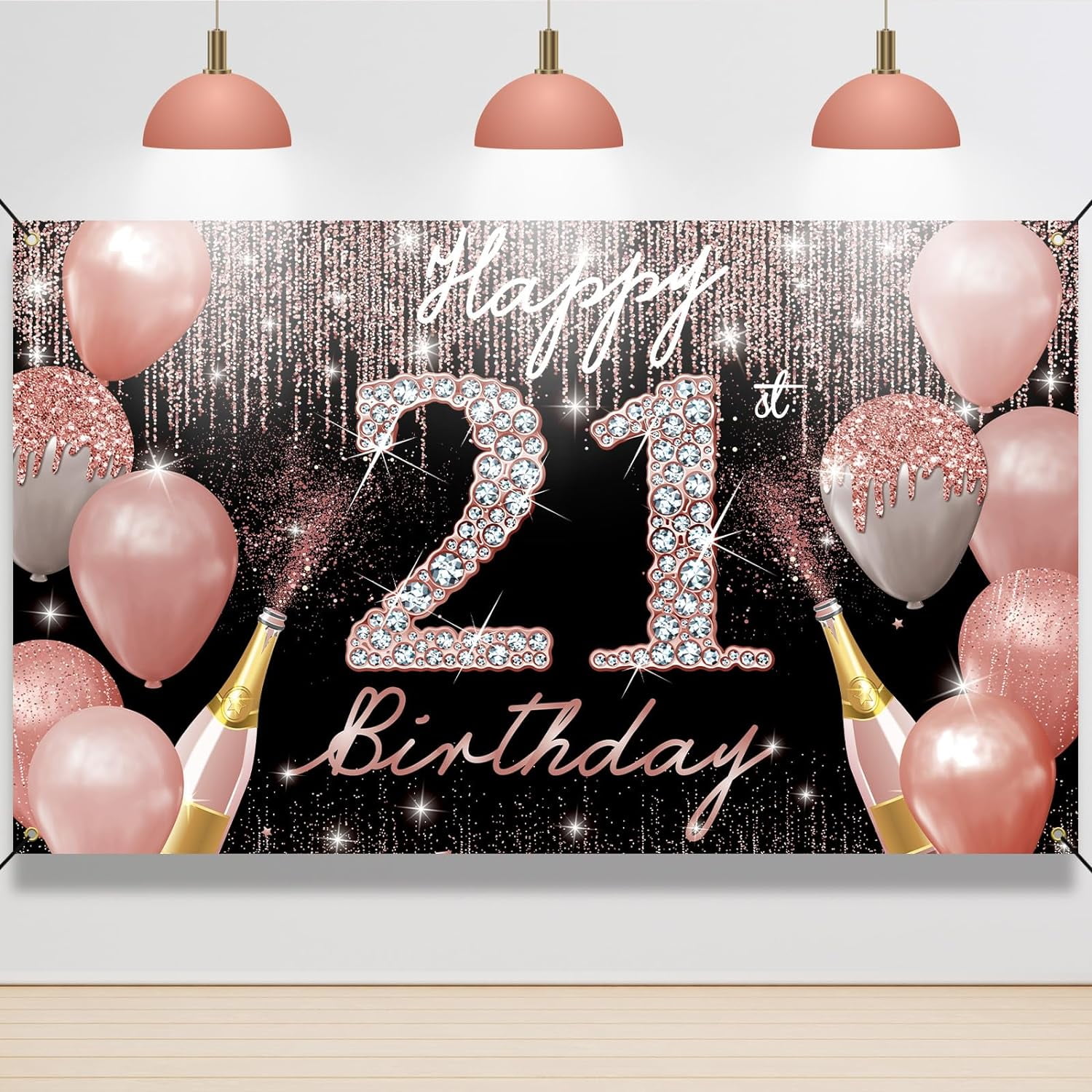 Happy 21st Birthday Backdrop Banner,10x8ft 21st Birthday Decoration for ...