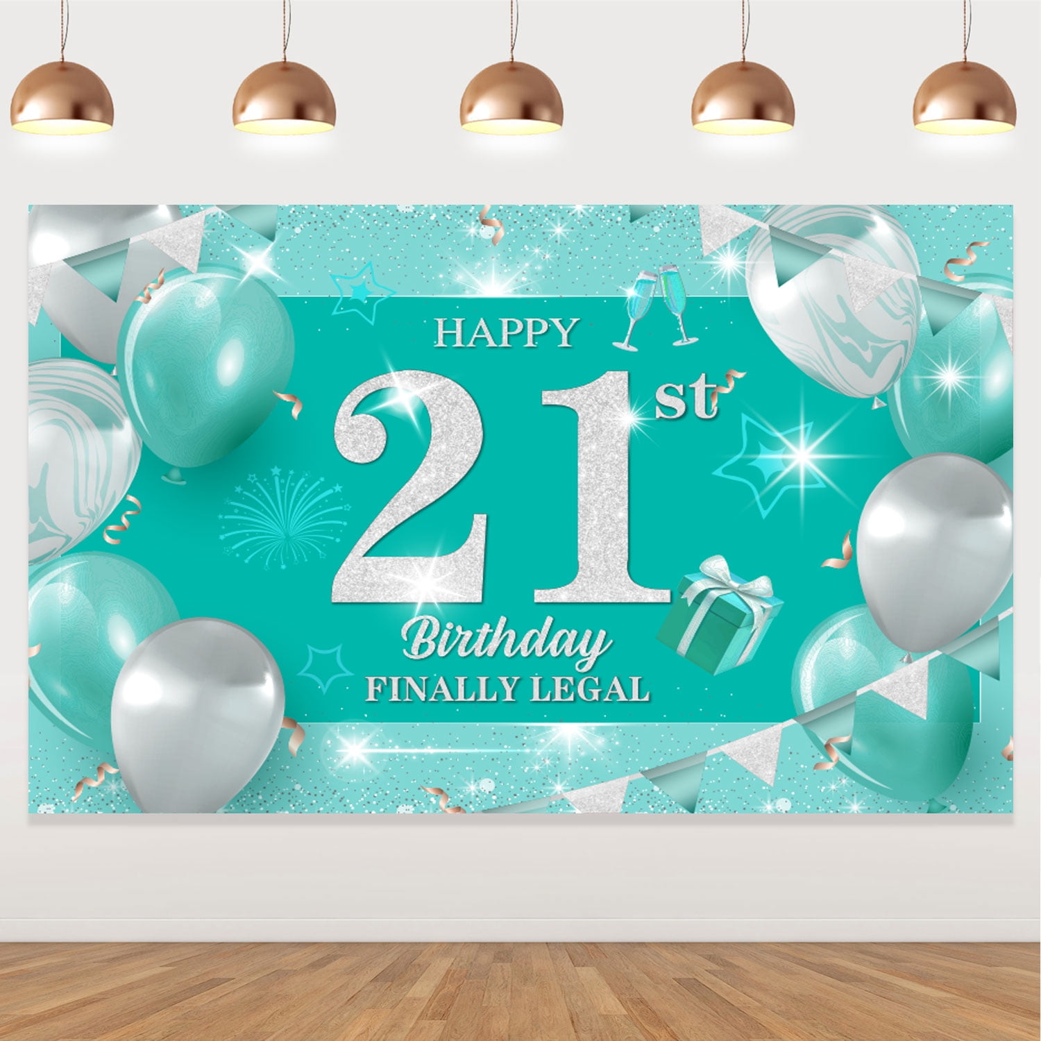 Happy 21st Birthday Banner Backdrop, 21 Years Old Birthday Decorations ...