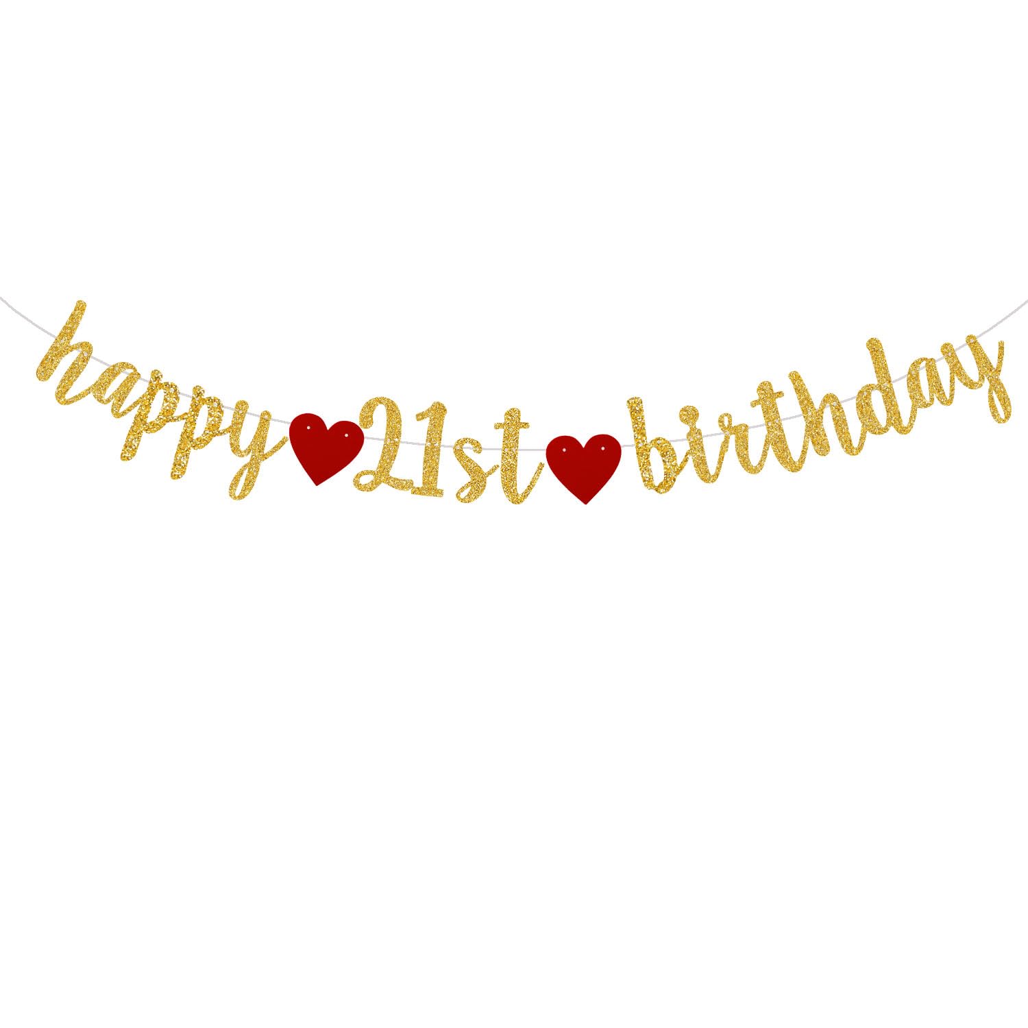 Happy 21st Birthday Banner DHF10 - Gold Glitter 21st Theme Letters Hang ...