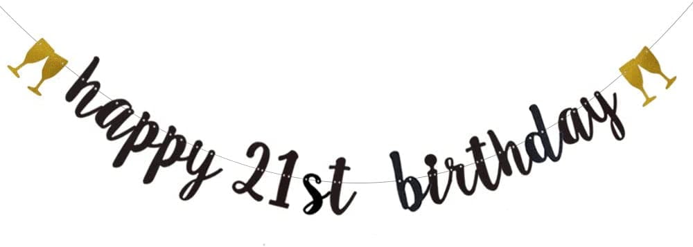 Happy 21st Birthday Banner,Pre-Strung, 21st Birthday Party Garlands ...