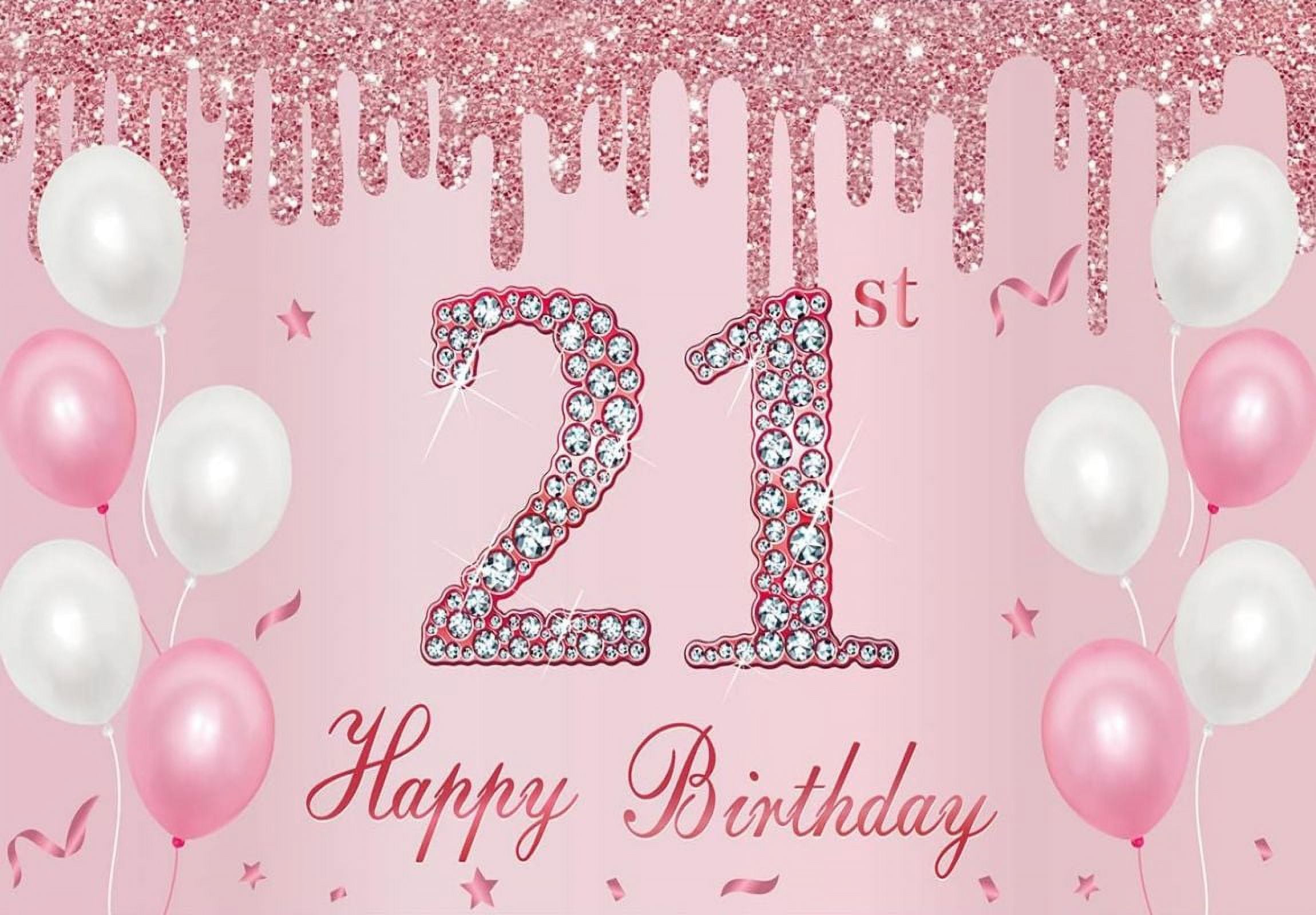 Happy 21st Birthday Banner rations Blue Gold 21 Birthday Backdrop Party ...