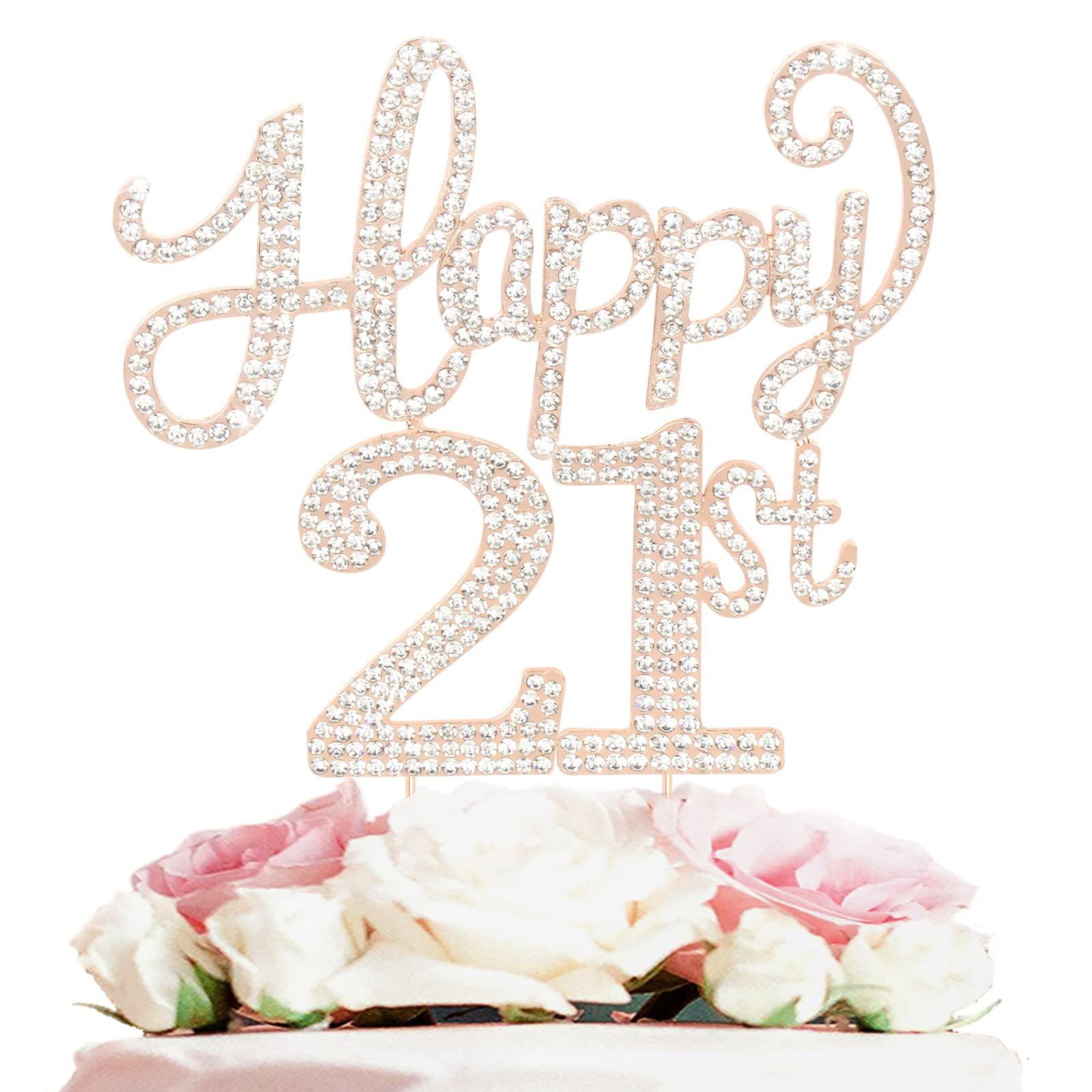 Happy 21st Birthday Decorations,21st KEF16 Birthday Gold Rhinestone ...