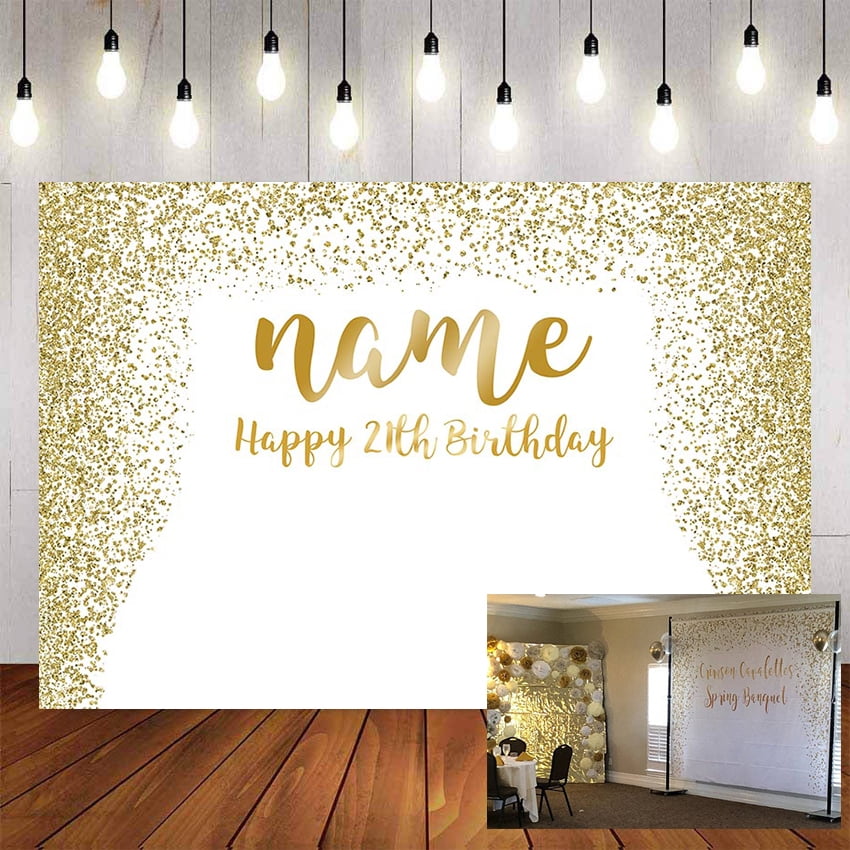 Happy 21st Birthday Gold Dots and White Custom Backdrop Photoph Photo ...