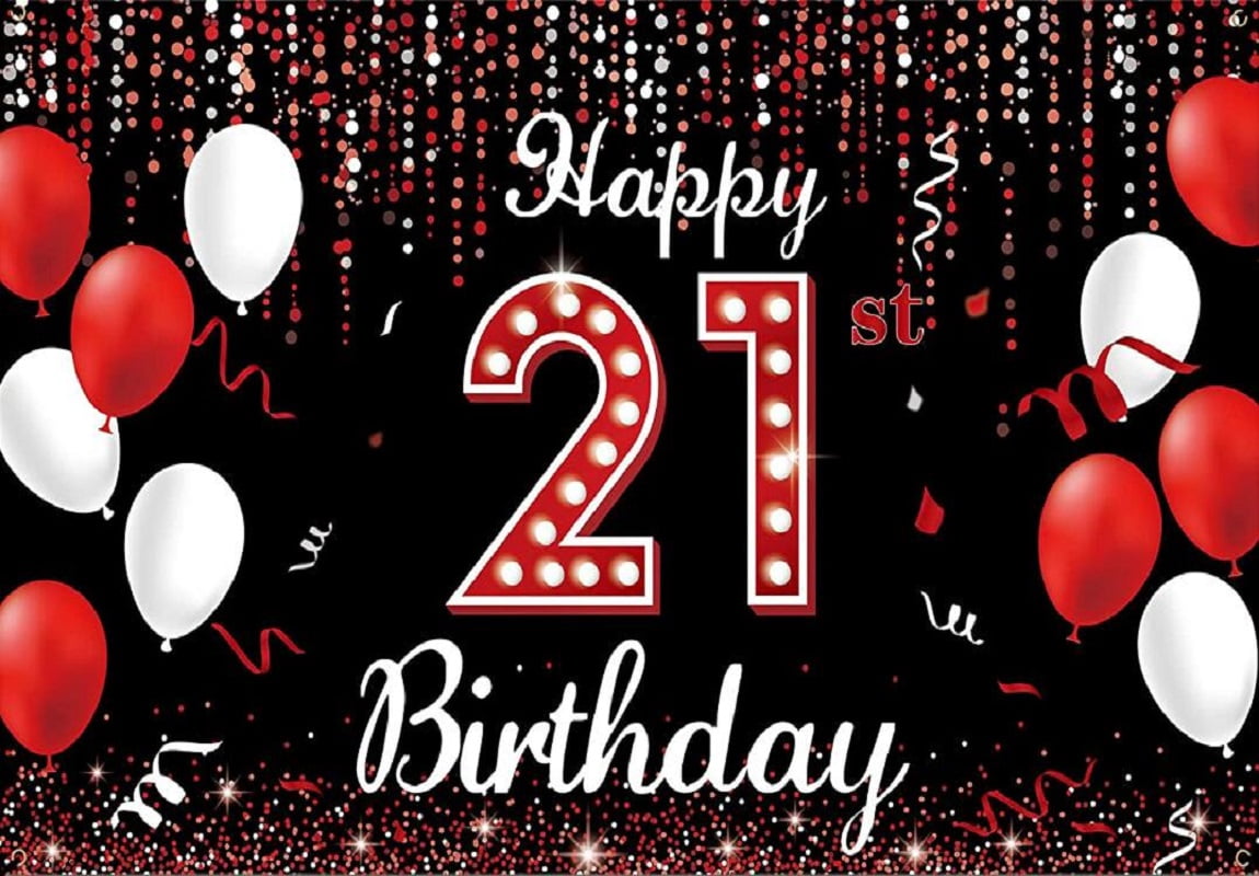 Happy 21th Birthday Background Custom Backdrop Adult Photo Balloon ...