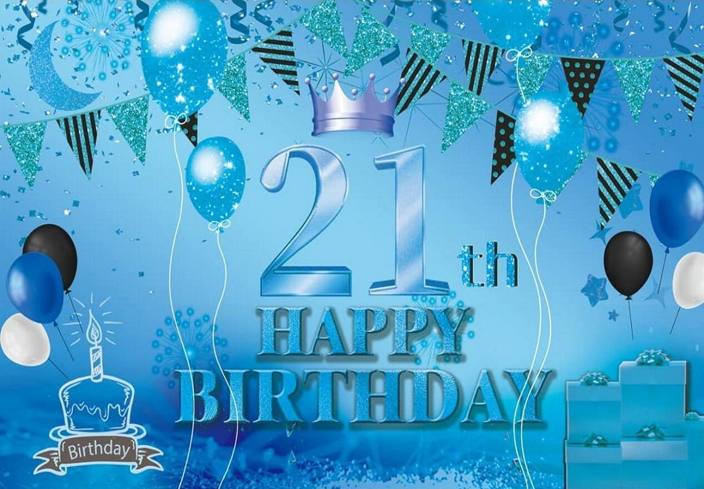 Happy 21th Birthday Background Custom Backdrop Balloon Photo Prince ...