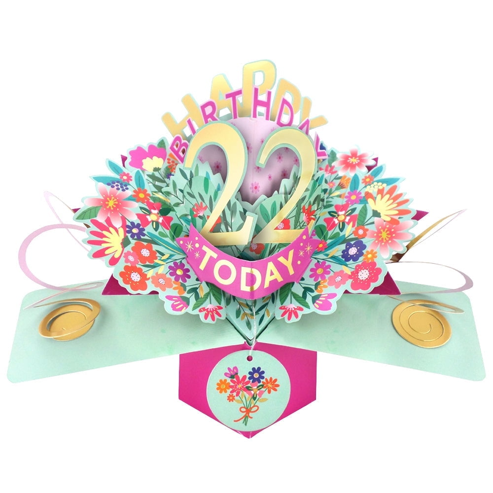 Happy 22nd Birthday 22 Today Pop-Up Greeting Card Love Kate's Pop Up ...